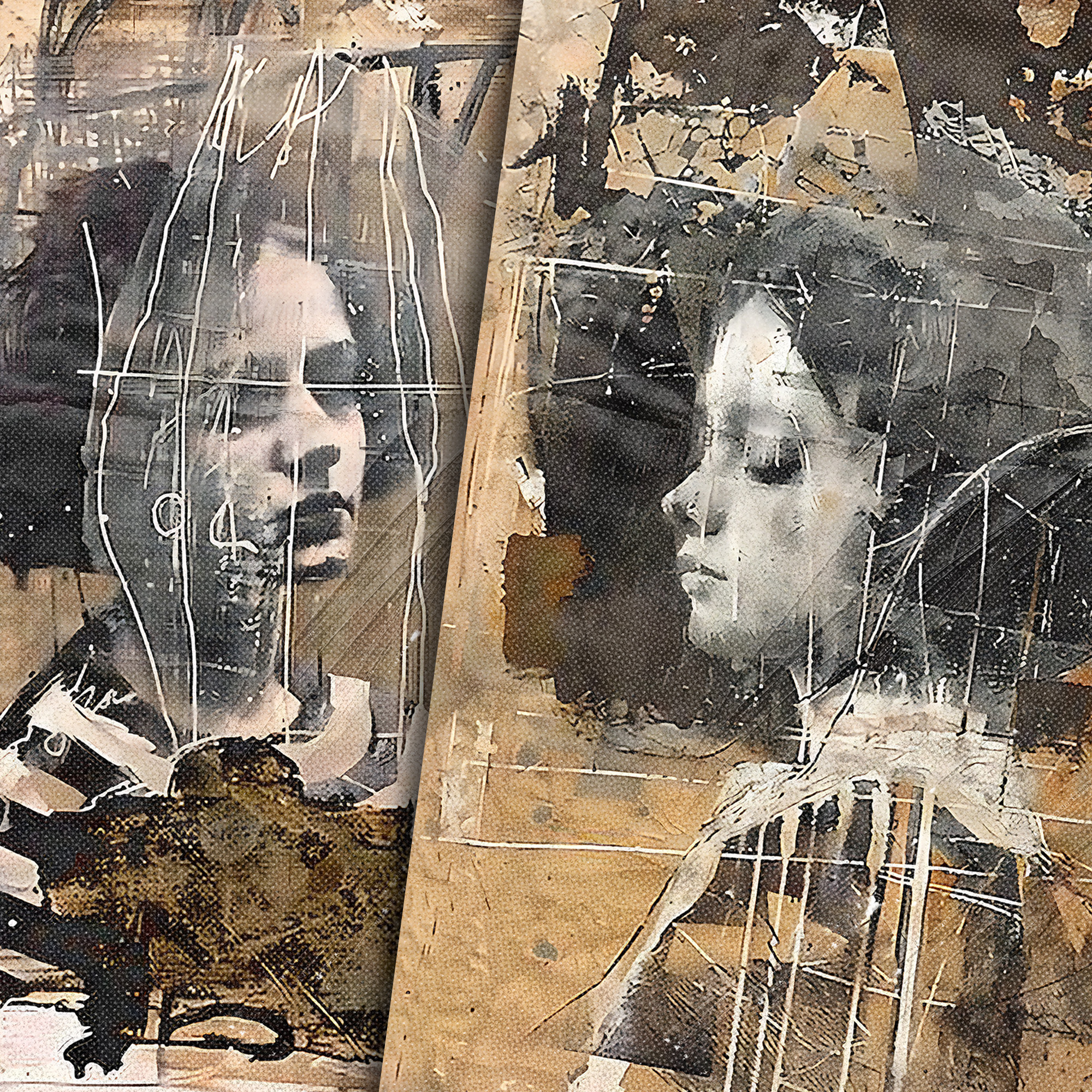 18 pc Freestyle Scrubby Marks Portrait on Messy Brown Printable Junk ...