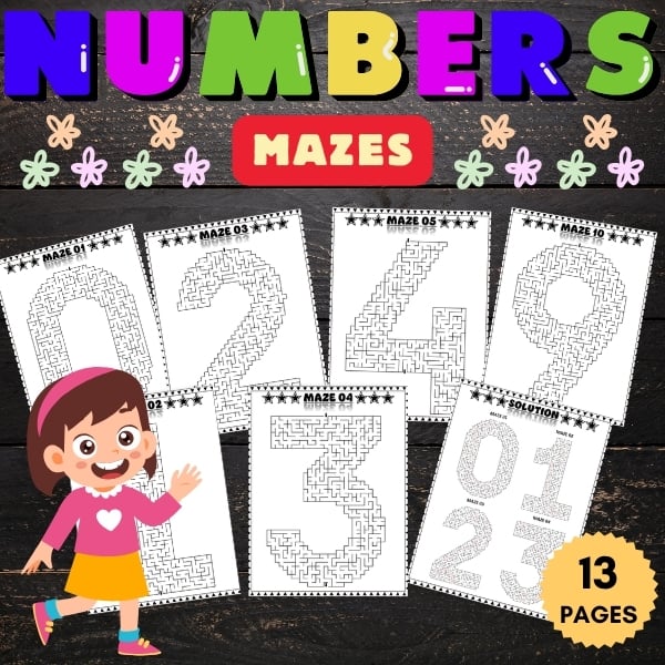 Numbers | Alphabets shaped mazes with answers - Fun games activities