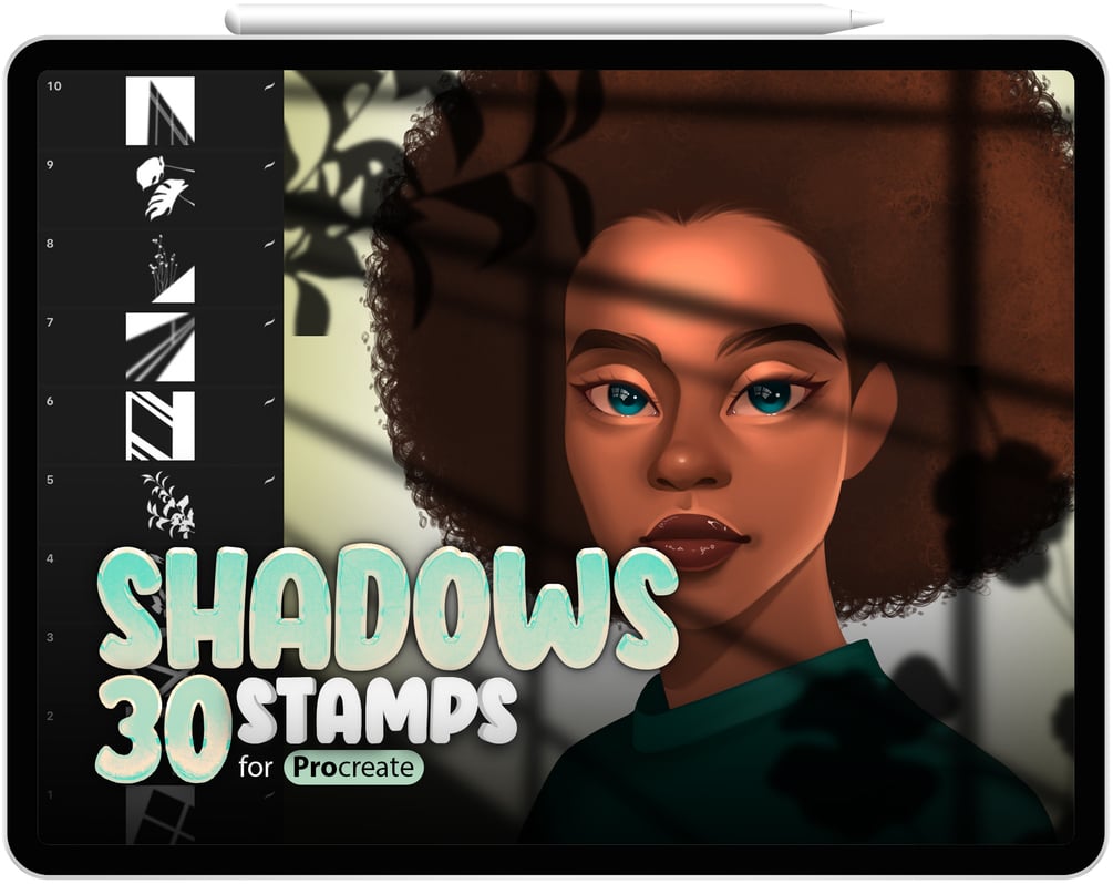 30 Shadow Windows Light Stamps Brushes Collection for Procreate