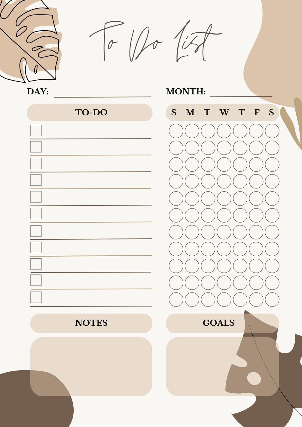 [Printable Daily/Weekly To-Do List Planner] Brown Simple and Clean To ...