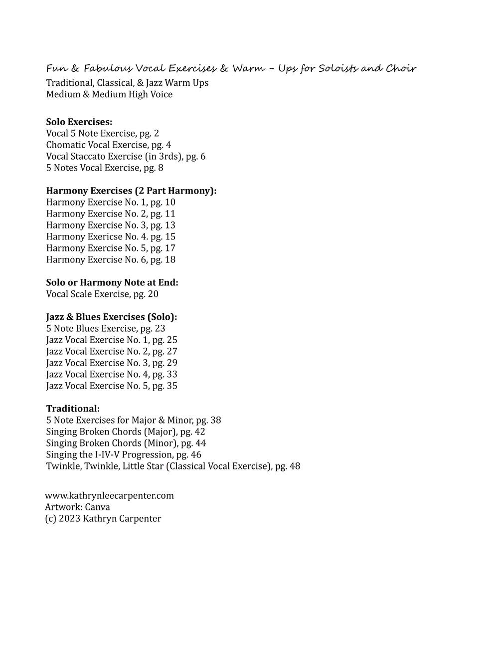 Fun and Fabulous Vocal Exercises and Warm-Ups for Soloists and Choir