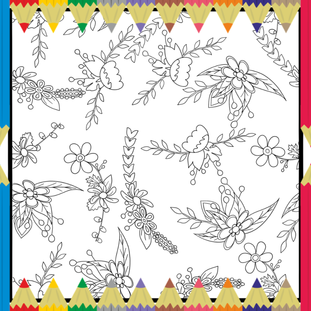 Botanical floral colouring page | instant download | Printable