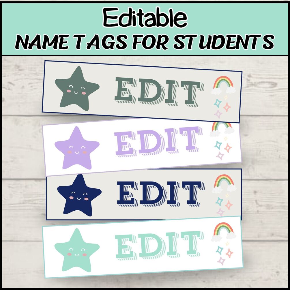 Editable name tags for students | Name Plates for Student | Classroom Decor