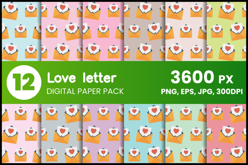 Love letter 12 Digital Paper Set