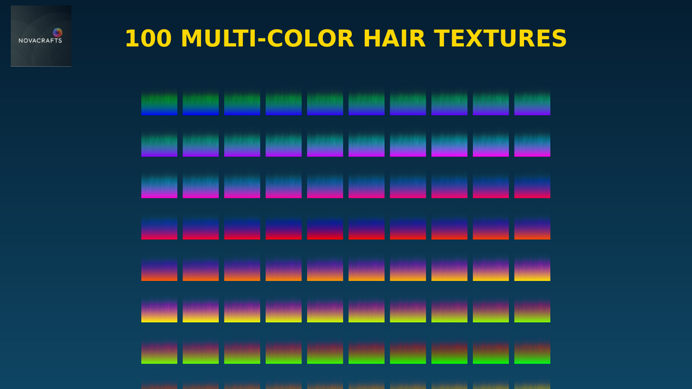 100 Multi-Color Gradient Hair Textures Pack – High-Res PNGs for Digital ...