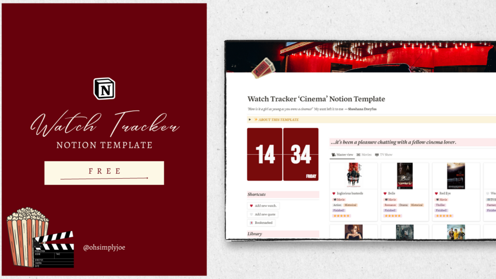 Notion Watch Tracker ‘Cinema’ Template