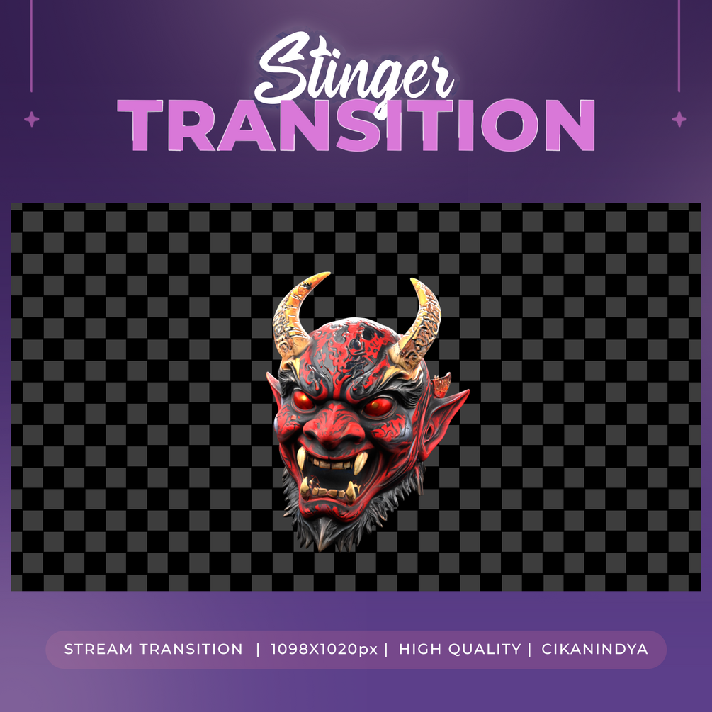 Animated Stinger Transition Demon Mask | Fiery & Intense Stream Overlay ...