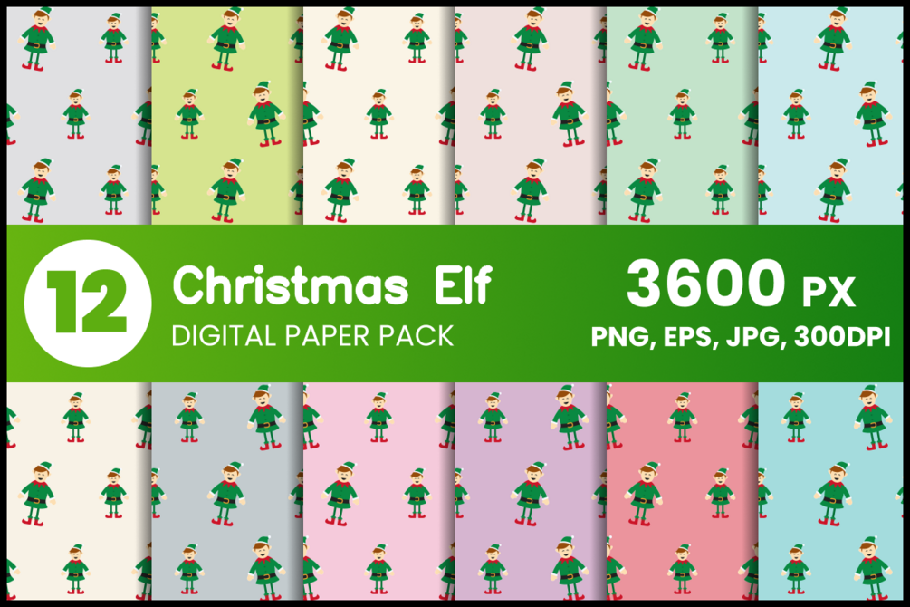 Christmas Elf 12 Digital Paper Set