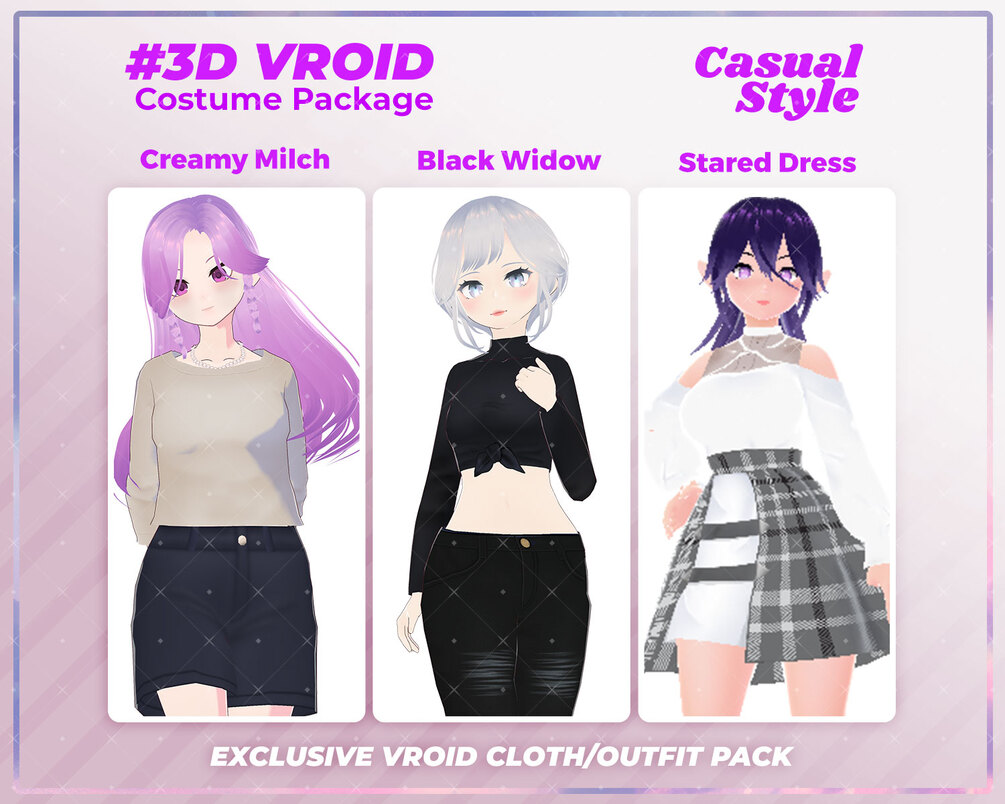 Everyday Chic Versatile 3D Casual Outfit Pack for Vroid - 3D VRoid ...