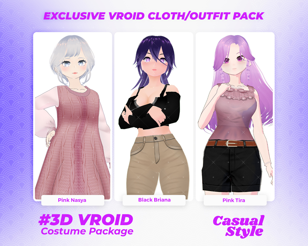 VRoid Female Outfit Compendium for Streamers - VRoid Clothing Pack ...