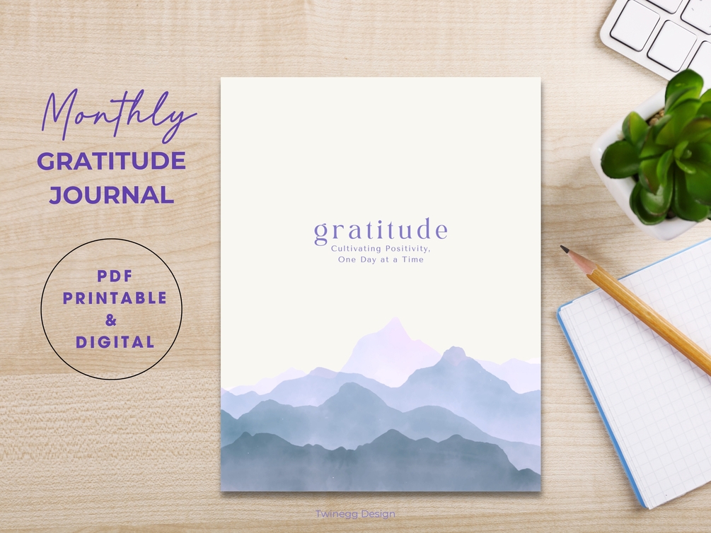 Monthly Gratitude Journal PDF Printable and Digital, Reflection Journal ...