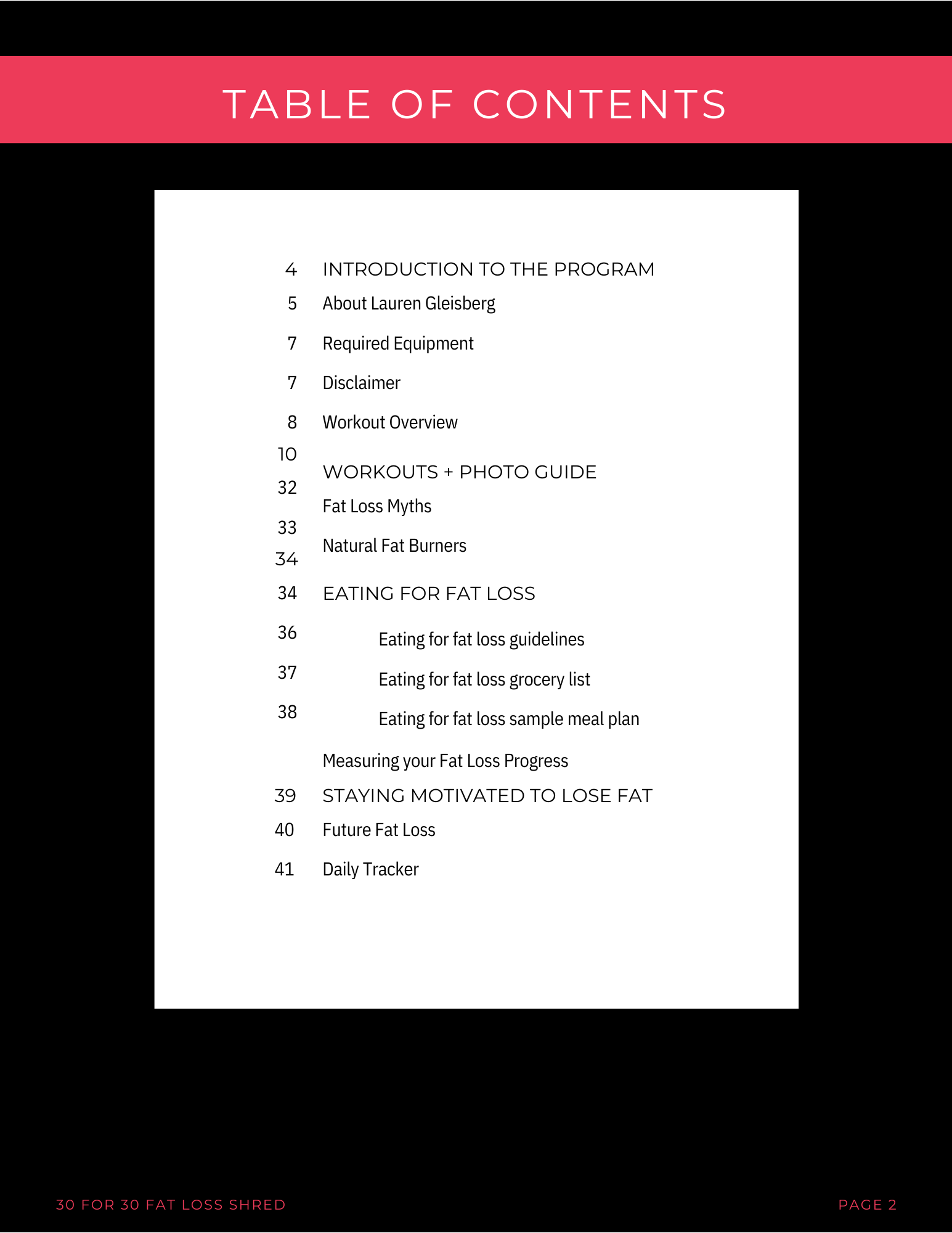 30x30 Fat Loss Shred Course PDF by Lauren Gleisberg