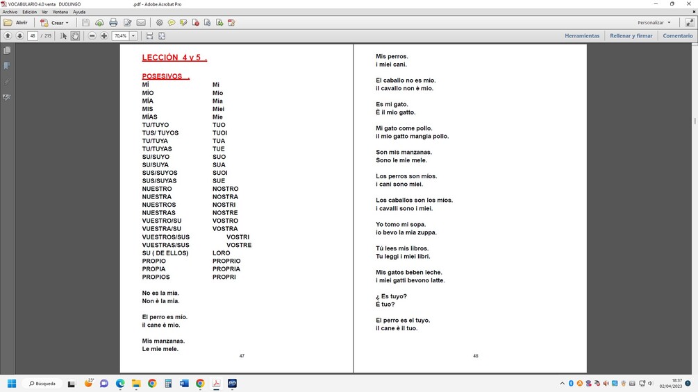NOTE DUOLINGO DALLA SEZIONE 1 ALLA 5.