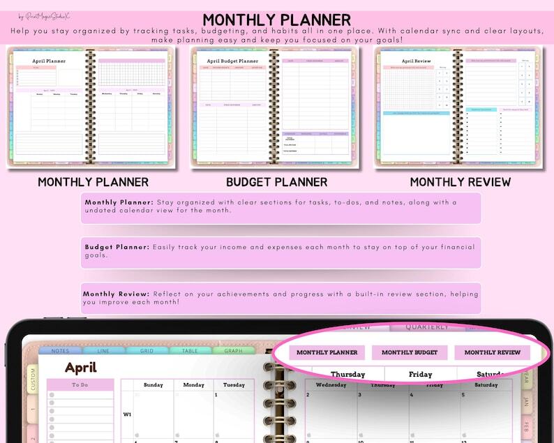 All-in-One Digital Planner 2024-2026 | Rainbow Theme | 5000 Stickers ...