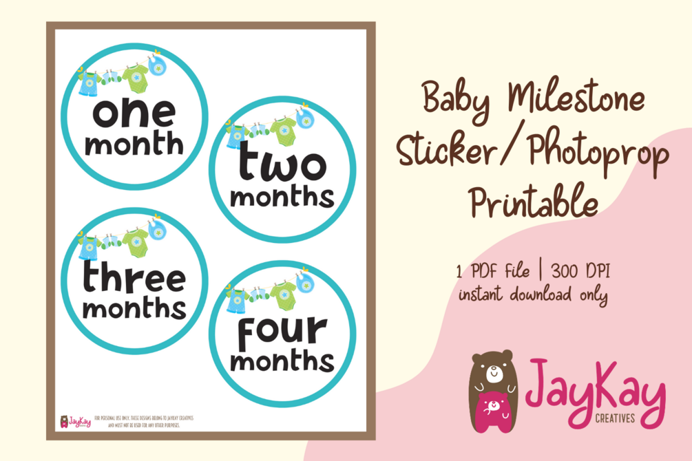Baby Monthly Milestone Sticker - Blue