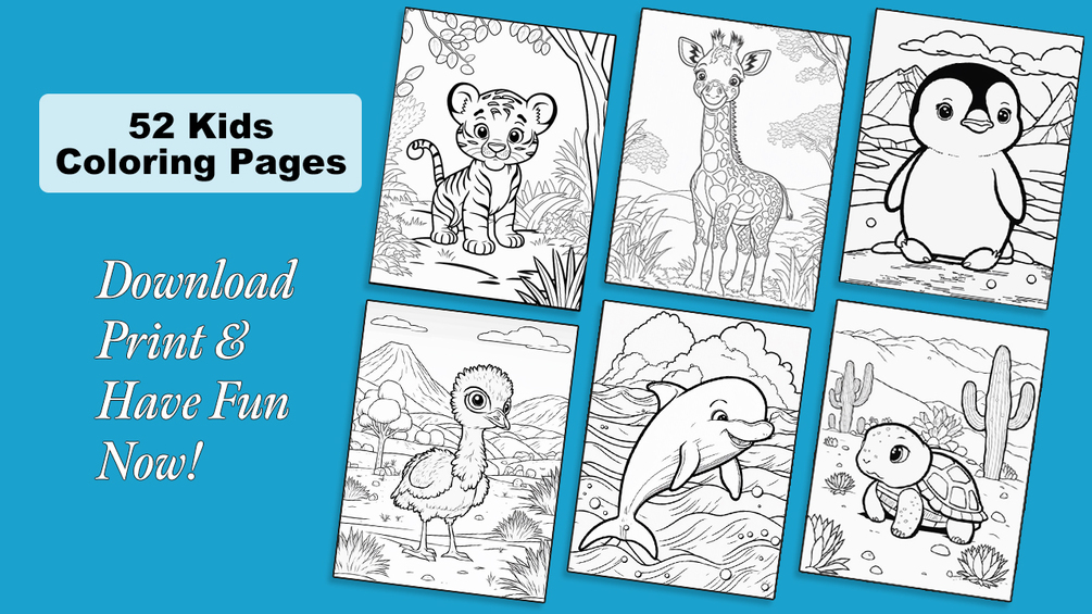 Cute Baby Wild Animals Coloring Books for Kids with 52 Adorable ...