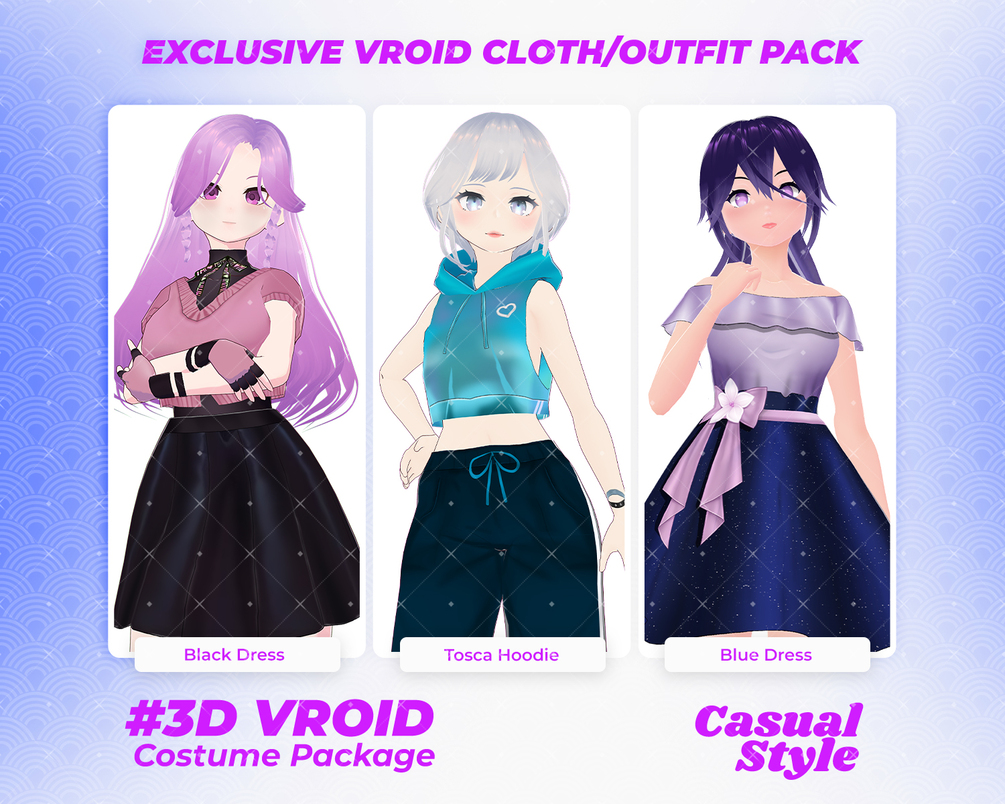 VRoid Clothing Pack, Influencer Outfits, Girl's Gear, Costume, VRoid ...