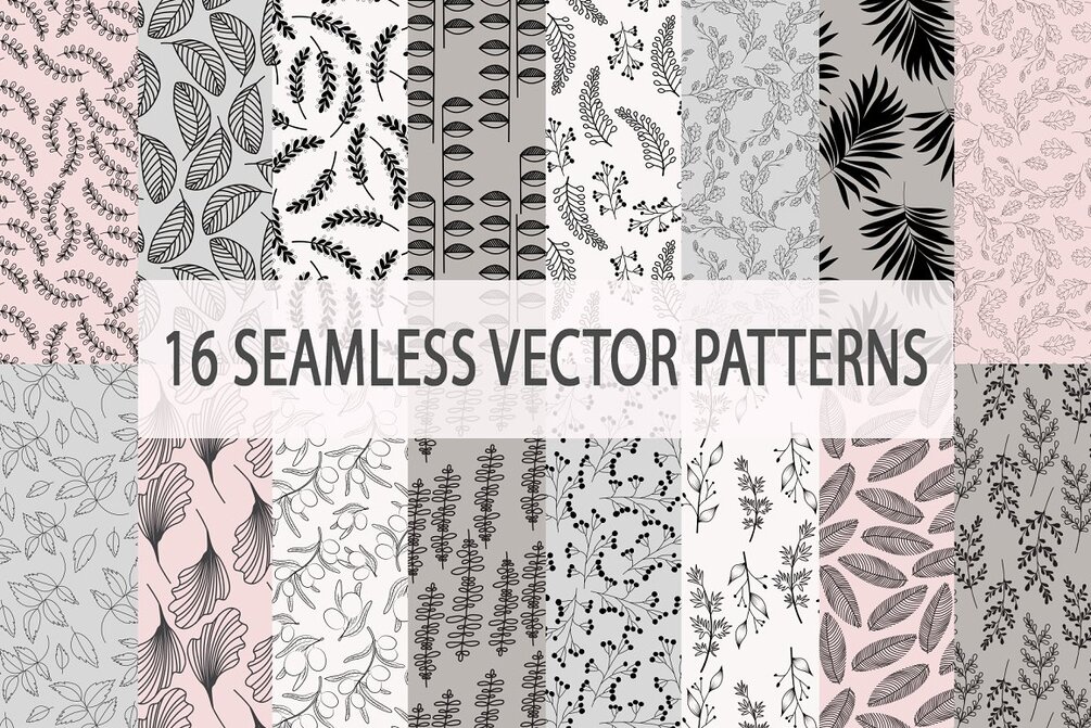 16 Seamless Leafy Vector Patterns