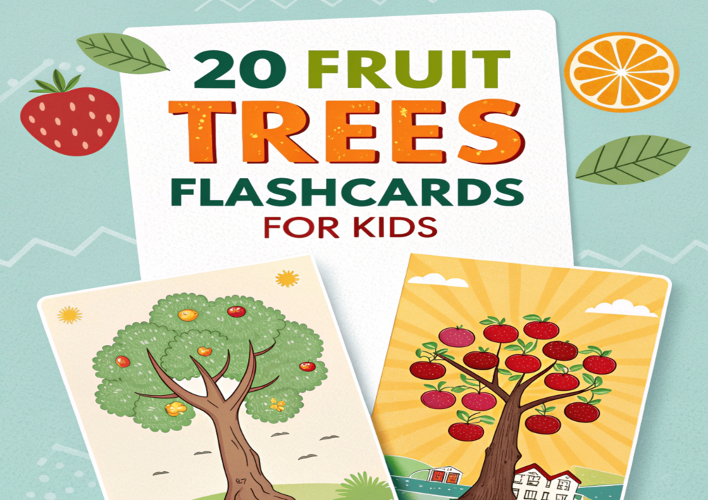 20 Fruit Trees Flashcards for Kids