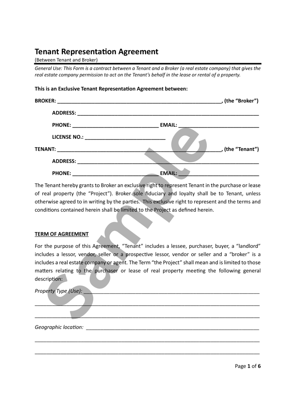 Tenant Representation Agreement Template
