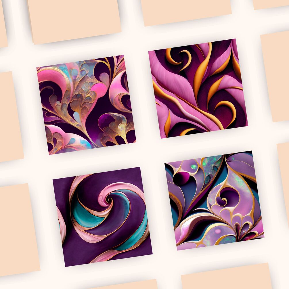 Futuristic Flower Pattern / Digital Paper Set