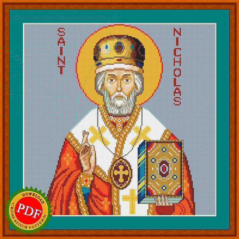 Saint Nicholas Icon Cross Stitch Pattern | Nicholas the Wonderworker