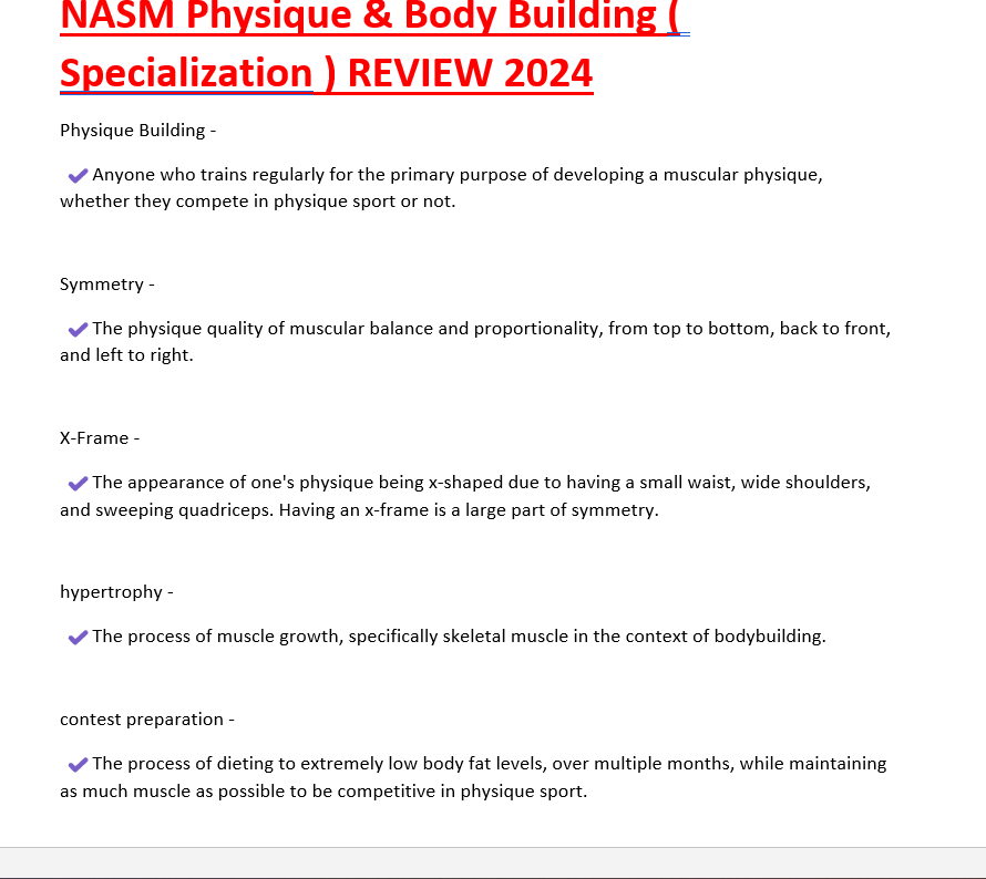 NASM Physique & Body Building ( Specialization ) REVIEW 2024