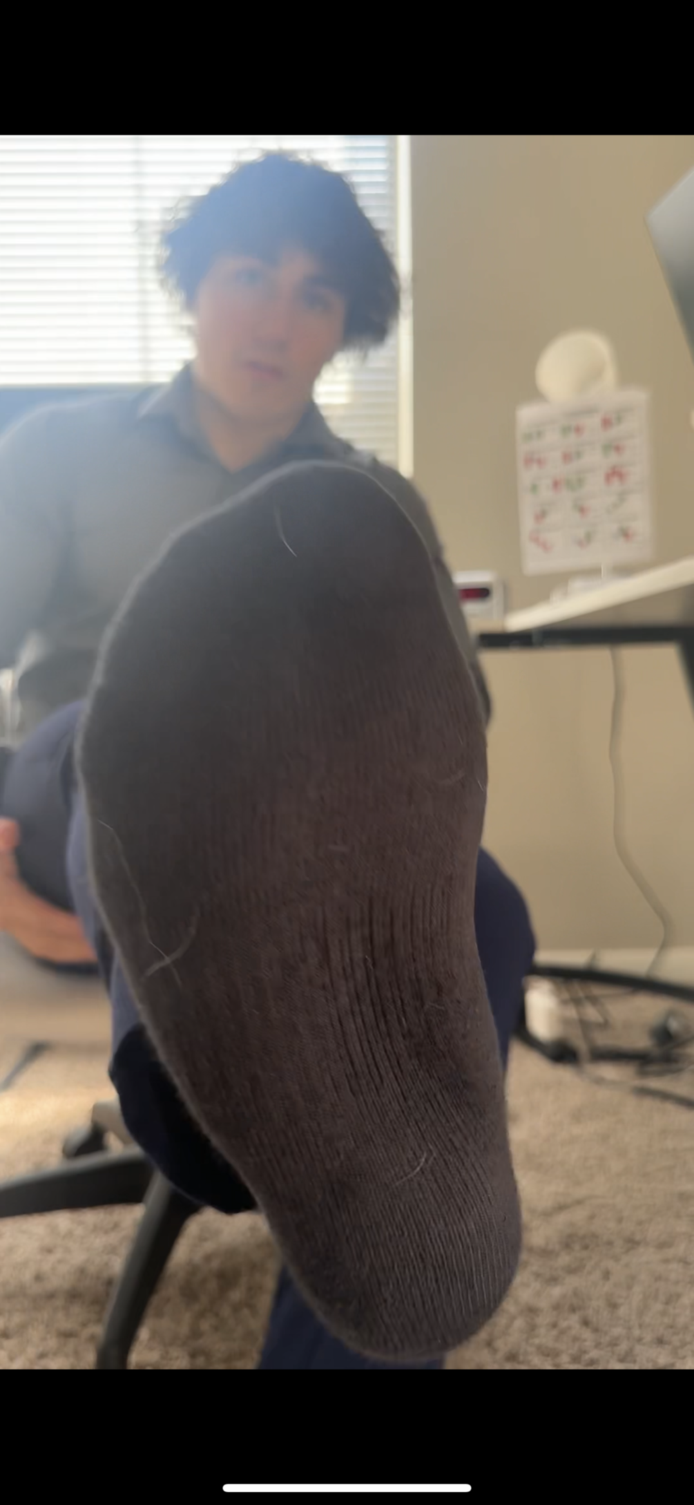 POV: Coworker makes you sniff his musky feet.