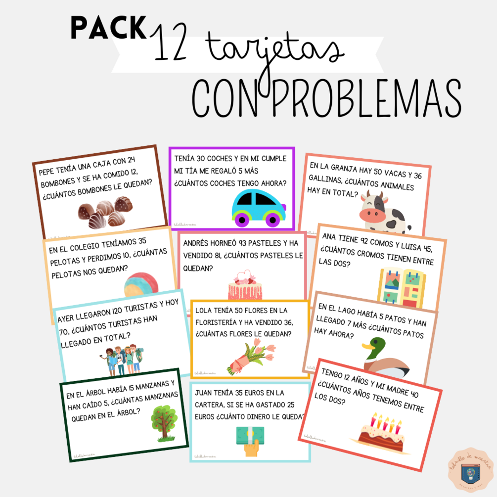 Pack 12 tarjetas con problemas