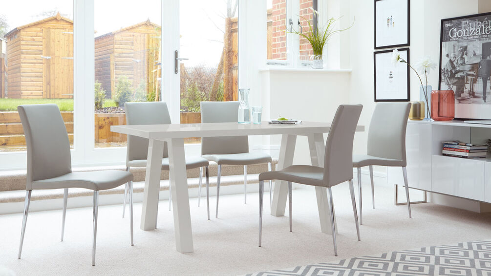 ZEN GREY GLOSS AND ELISE 6 SEATER DINING SET