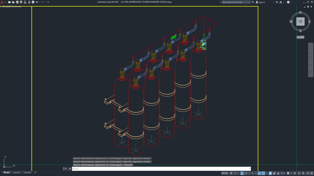 Co2 FIRE SUPPRESSION CYLNDER ISOMETRIC DETAILS
