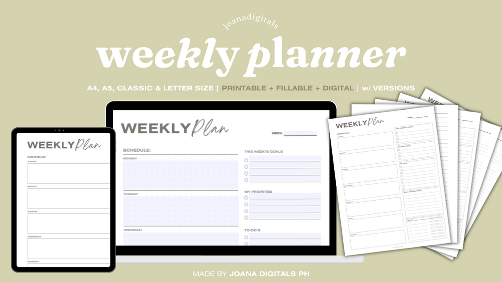 WEEKLY PLANNER (printable + fillable)