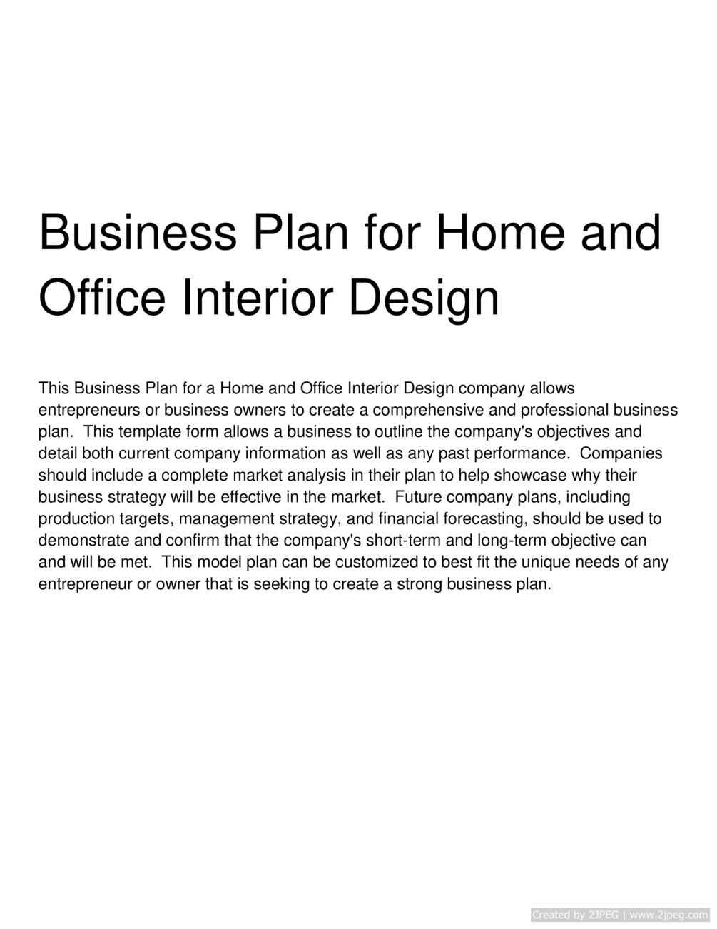 Business Plan for Home and Office Interior Design