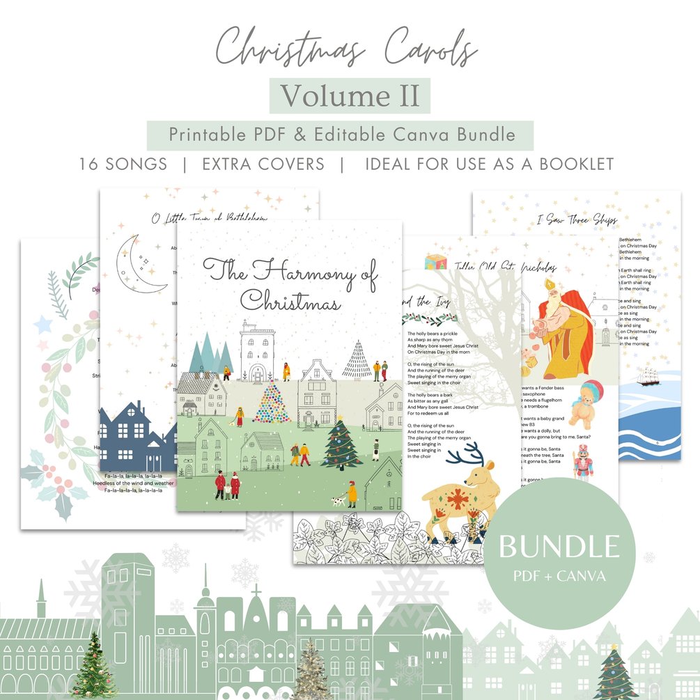 Christmas Carols Songbook Bundle | Printable PDF & Canva Editable ...
