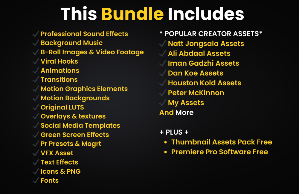 Biggest Video Editing Bundle (Motion Grapphics,SFX,BGM,Fonts,Assets)