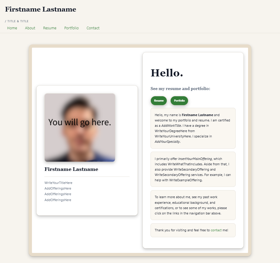 Cream&Sage Press – Elegant Multi-Page Portfolio Template
