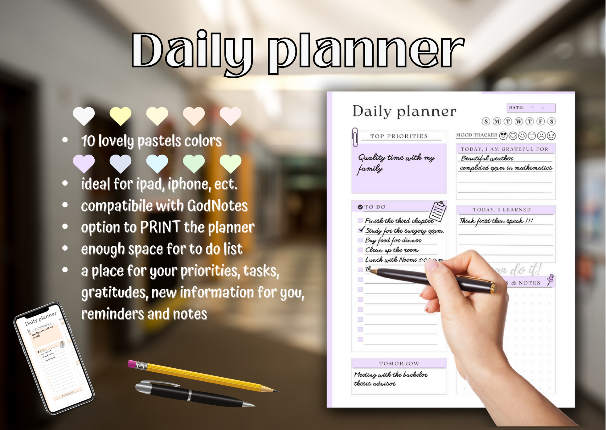 Beautiful Pastel Colors Digital Daily Planner Collection