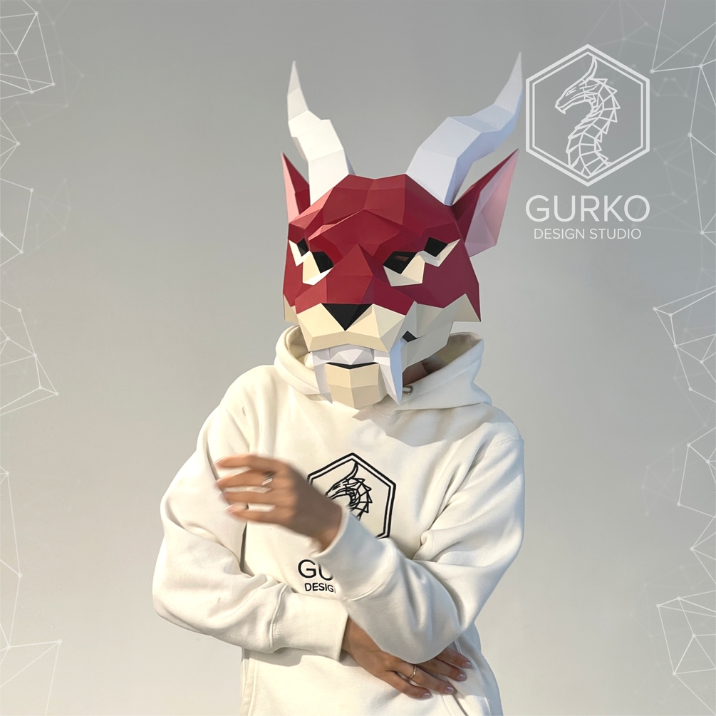 Chimera Mask Papercraft, Cat Mask, Pdf, Gurko, Pepakura, Template, 3D ...