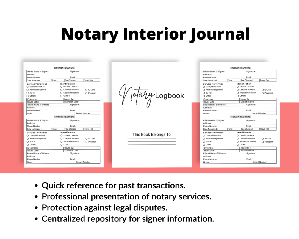 Notary Journal Record Book Interior