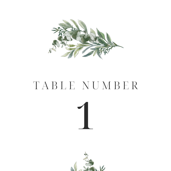 Set of 10 Digital Table Numbers - Nature
