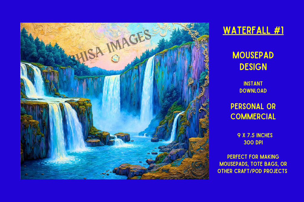 WATERFALL #1 - Mousepad Design - Instant Download