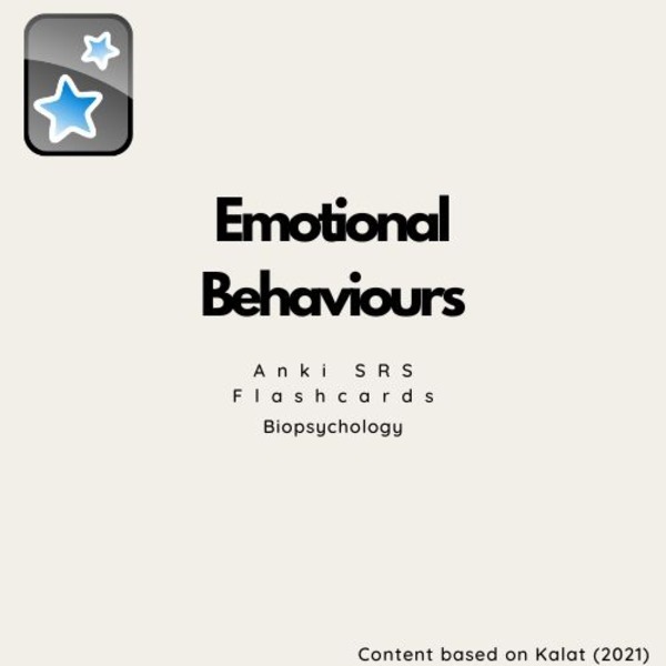 Emotional Behaviours Biopsychology Anki Flash Card Pack