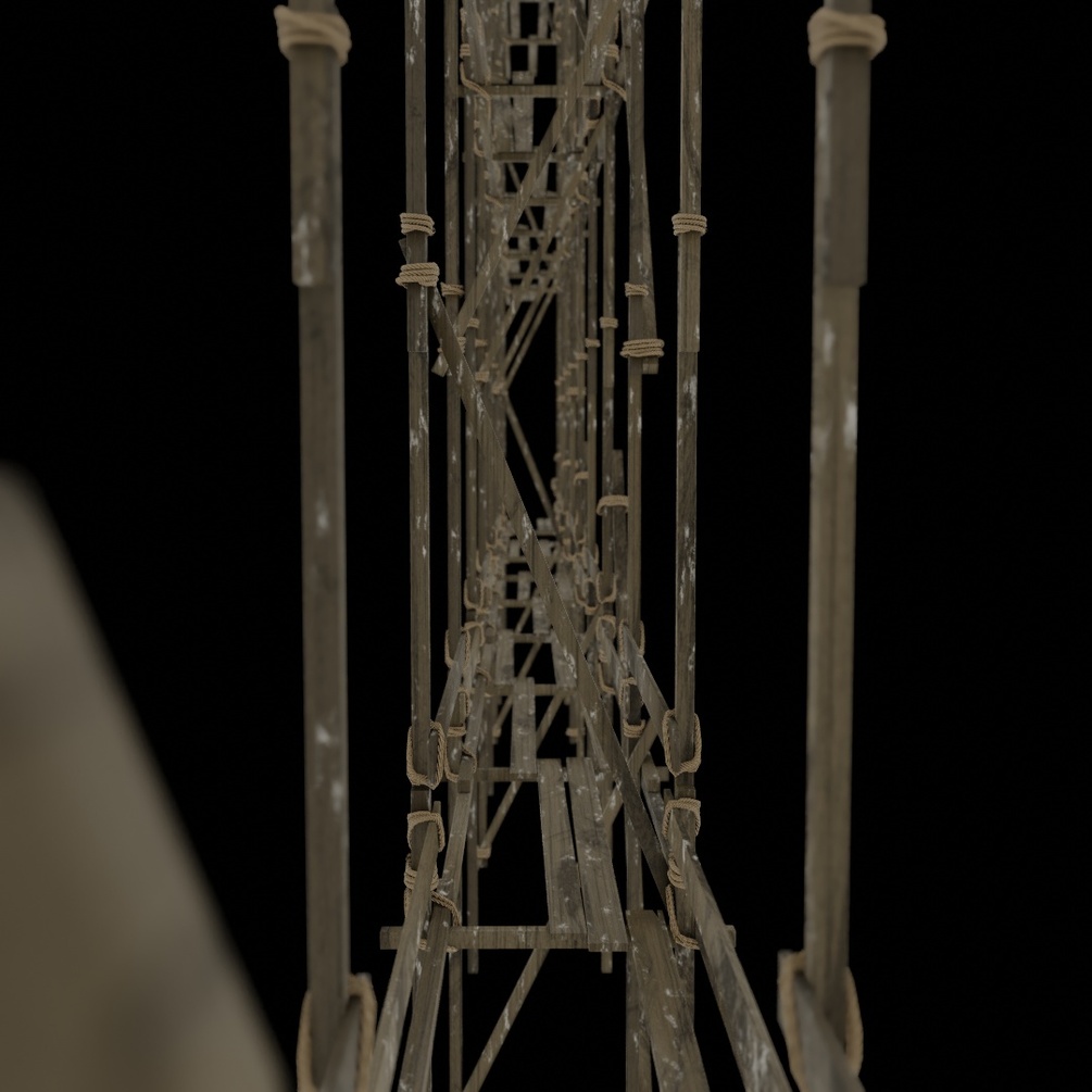 Wooden scaffold 3d tileable set plus geometry nodes setup for ...