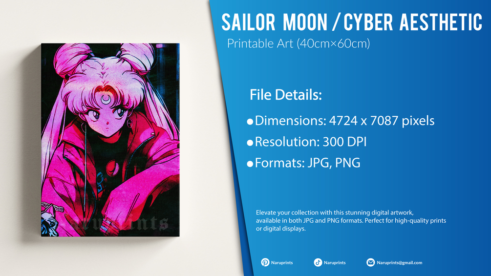 Sailor Moon Cyber Aesthetic | Printable Art (40cm×60cm) 300DPI ...