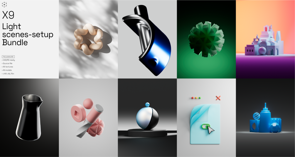X9 Light scenes - Ready to use // Cinema 4D and Redshift