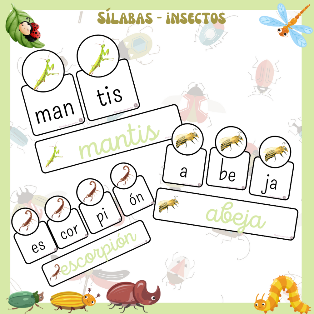 FORMACIÓN DE PALABRAS CON SÍLABAS. INSECTOS - PRIMAVERA