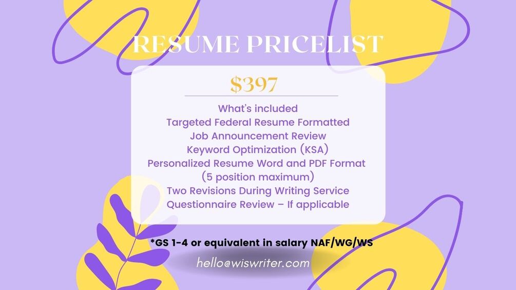 Federal Resume Service Package (GS 1-4)