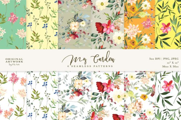 Floral Seamless Watercolor Pattern Set