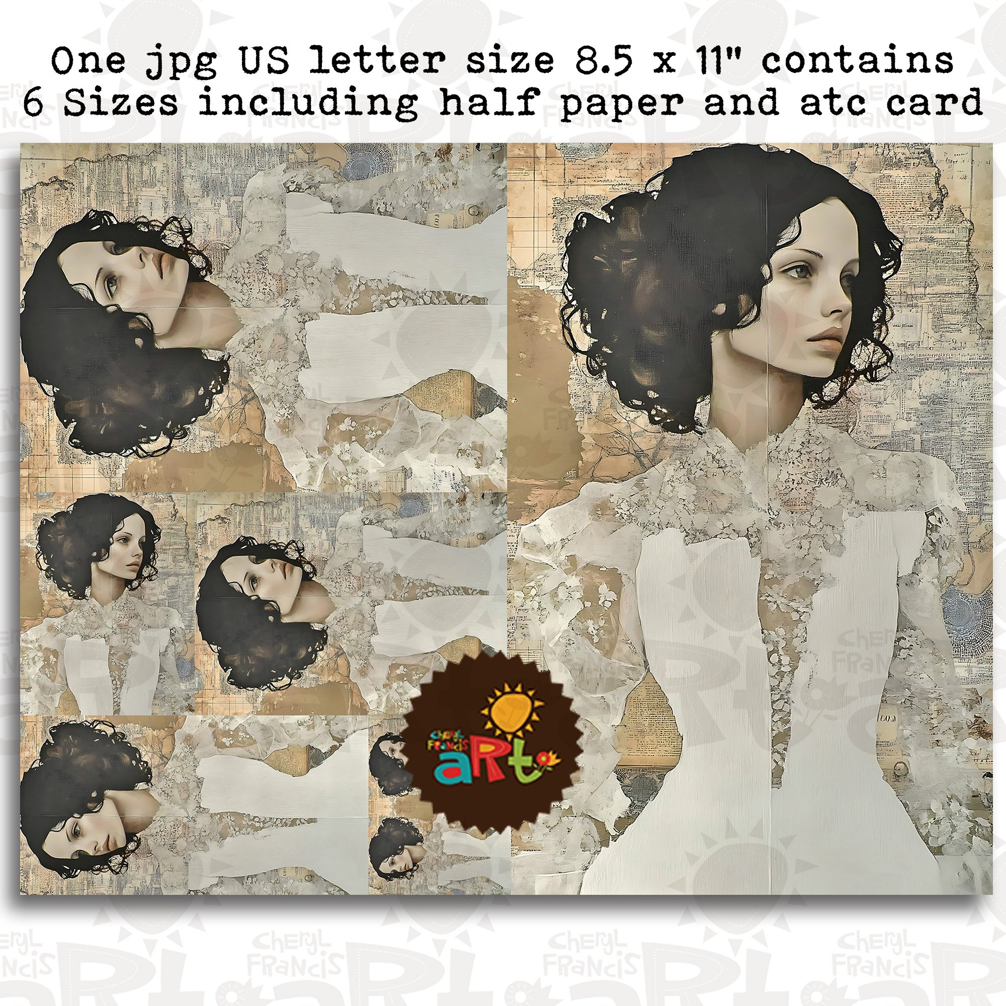 Lady in White No.167 Printable Junk Journal Various Size Paper for Book ...