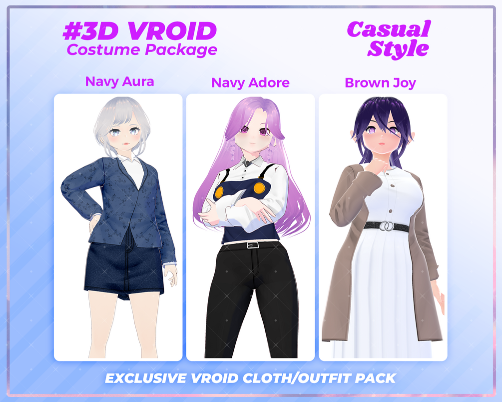 Upgrade Your Vroid Avatar's Style 3-in-1 Casual Clothing Pack - VRoid ...